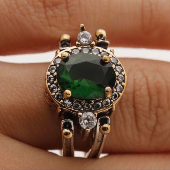 Handmade | Jewelry | Twoinone Ring With Emerald And White Topaz | Poshmark